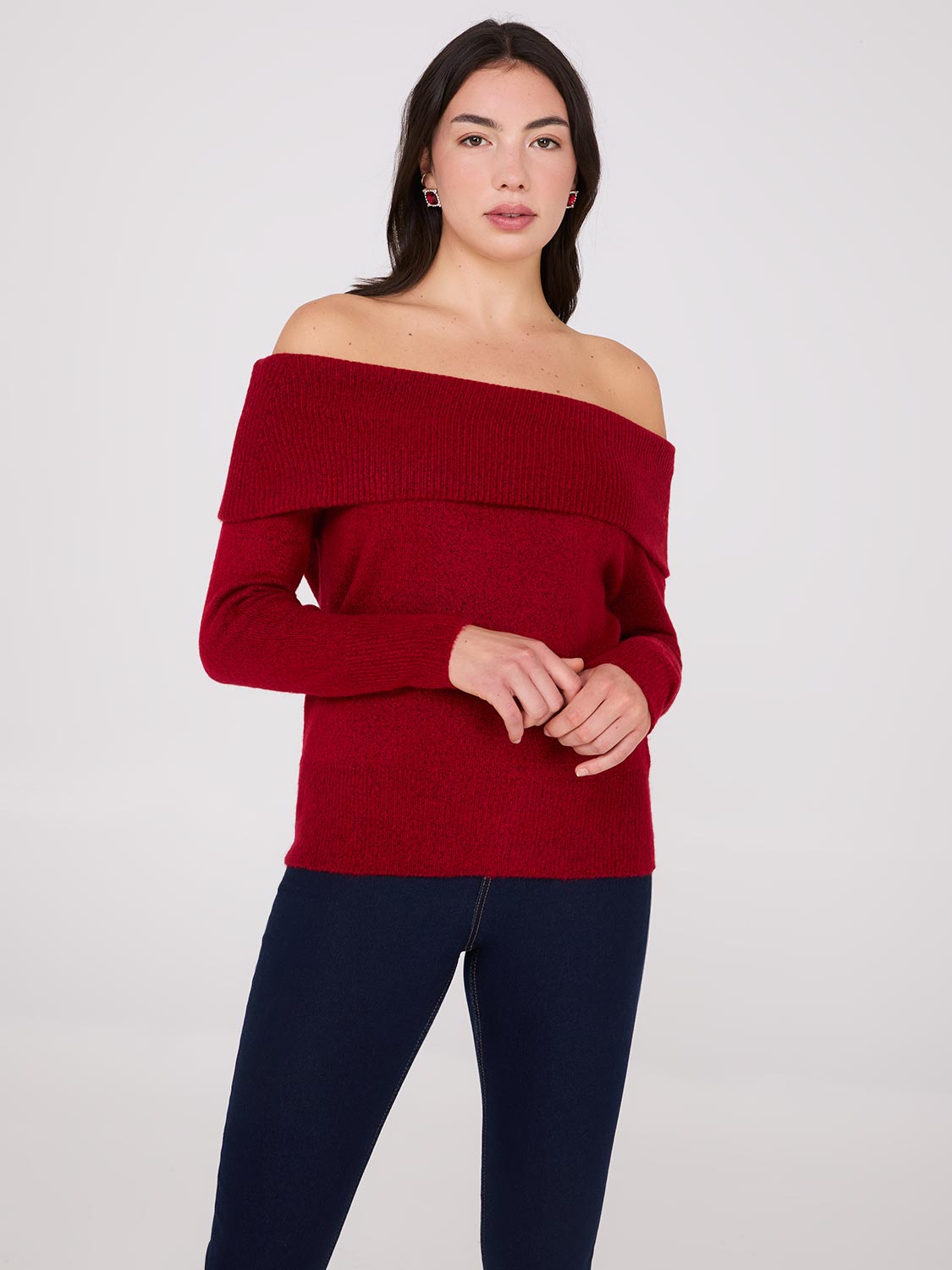 Red off the shoulder sweater store