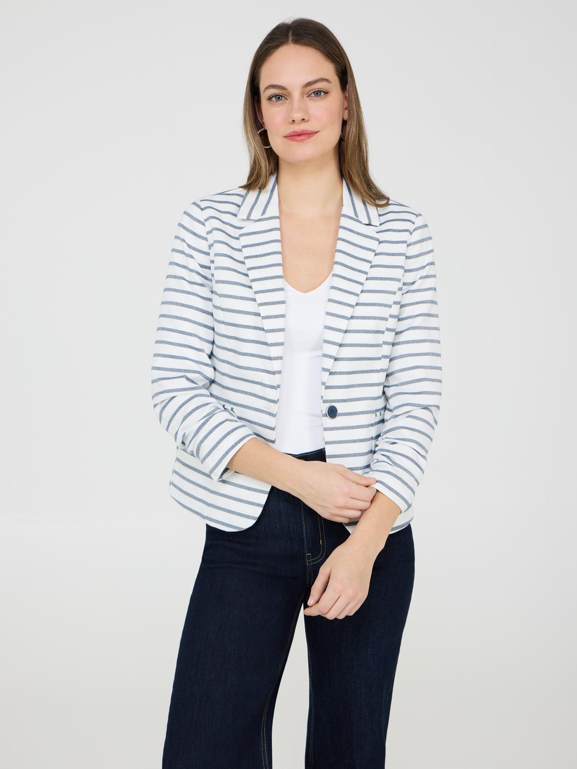 1-Button Striped Blazer – Suzy Shier