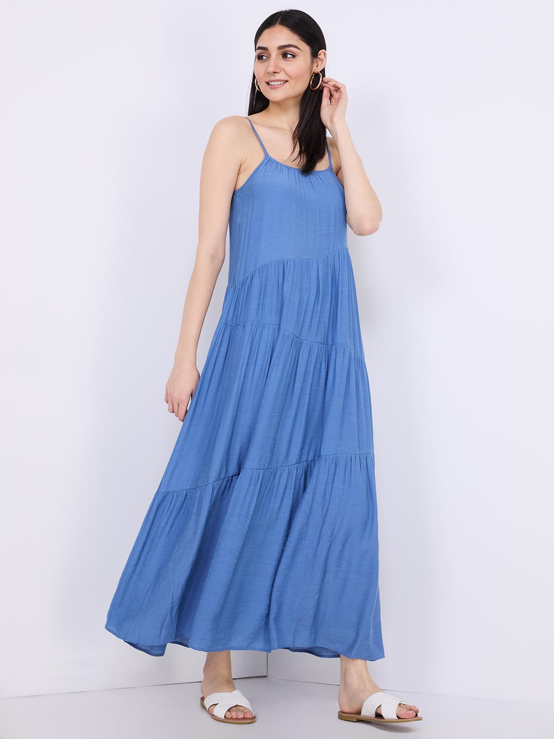 Asymmetrical Tiered Maxi Dress – Suzy Shier