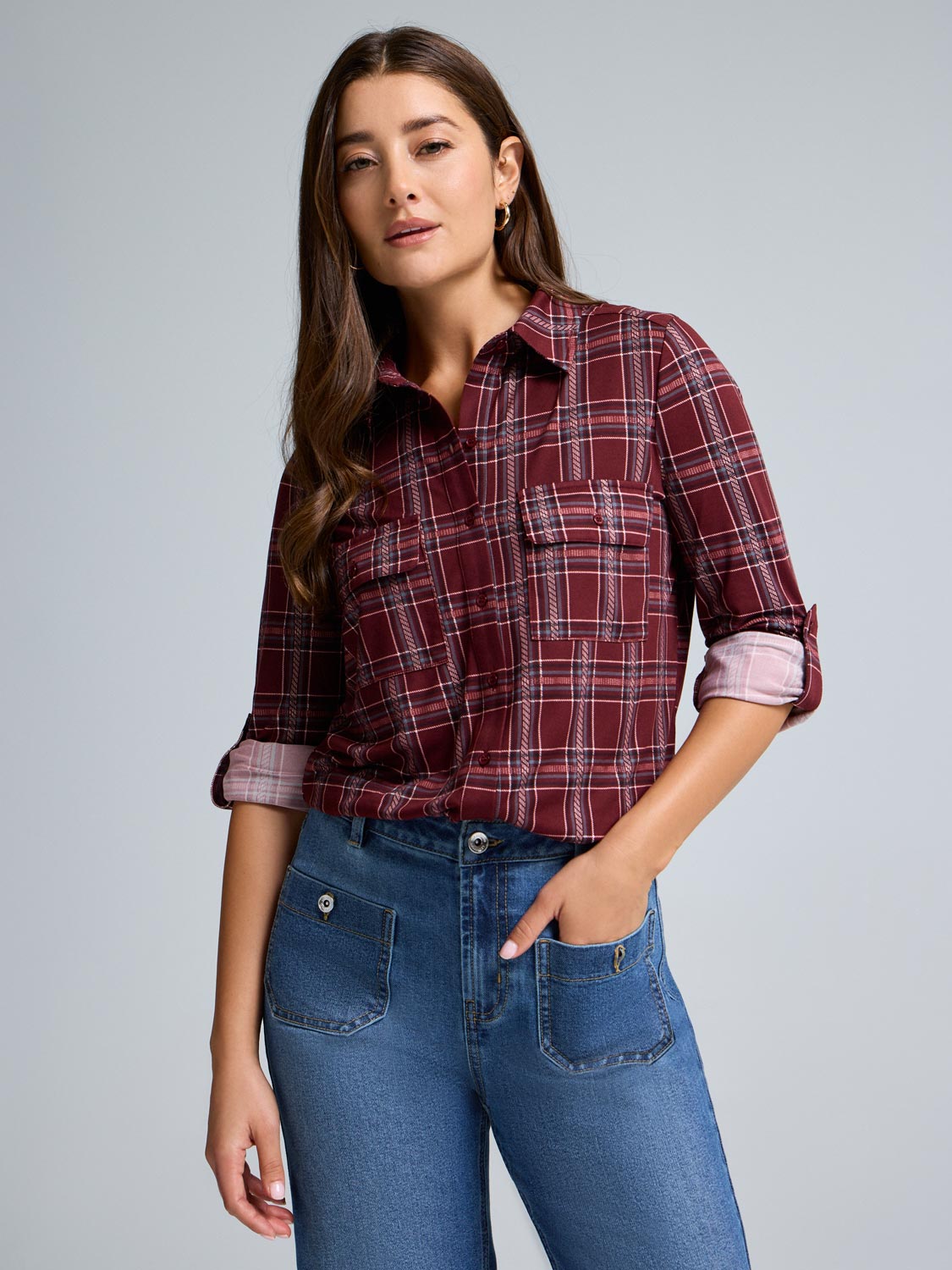 Plaid Button-Up Shirt – Suzy Shier