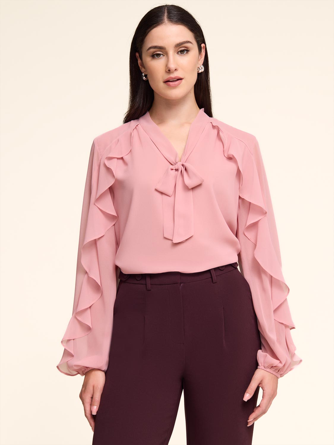 Long Ruffle Sleeve Blouse | Le Chateau – Suzy Shier